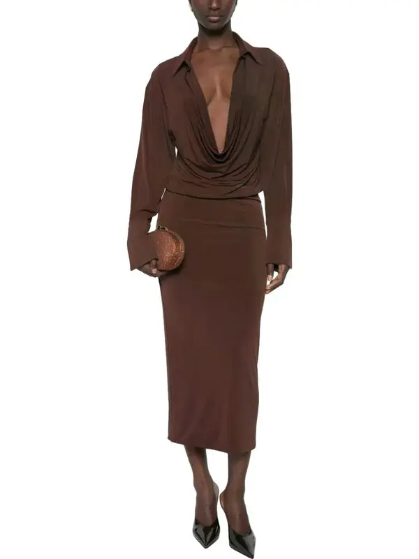 Andamane Lilia Long-sleeve Maxi Dress - Brown