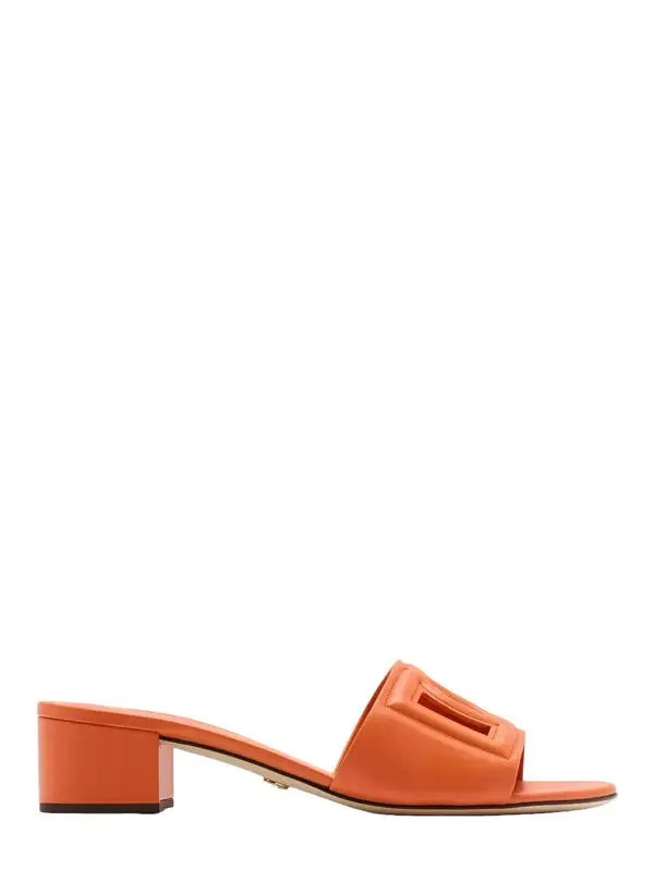 Dolce & Gabbana Dg Logo Block Heel Sandals - Orange