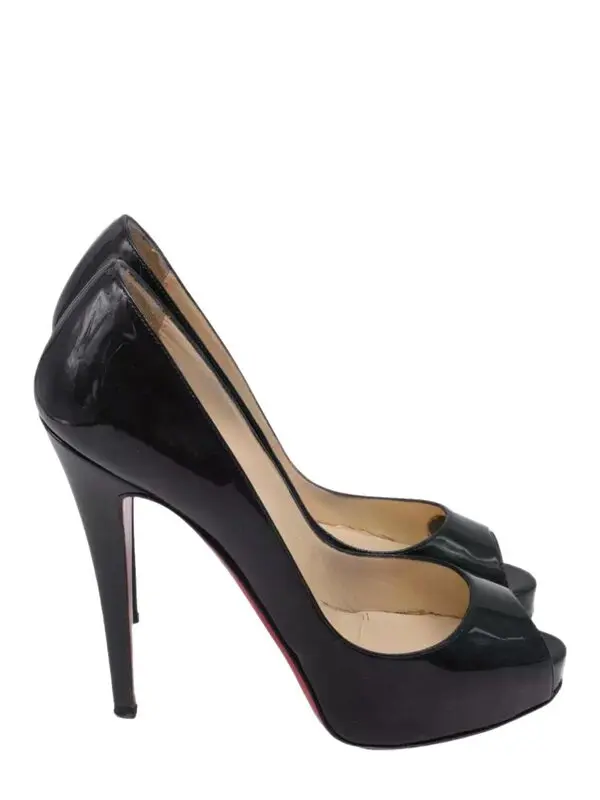 CHRISTIAN LOUBOUTIN Very Privé Patent Leather Peep-toe Platform Stiletto Pumps - Black