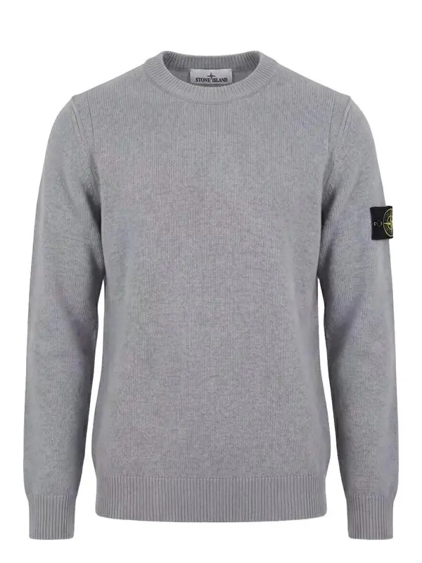 Stone Island Logo Patch Crew Neck Sweater - Grey