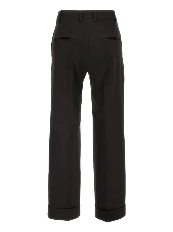 Alberto Biani Wool Trousers With Turned-up Hem - Black