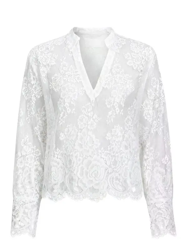 CISSA Victorian Floral Lace Blouse - White