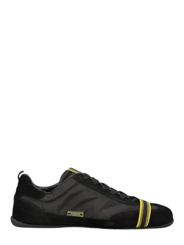 Fendi Wrap Suede And Fabric Low-top Trainers - Black
