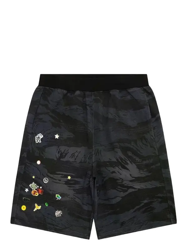AAPE BY *A BATHING APE Camouflage Sticker Print Track Shorts - Black