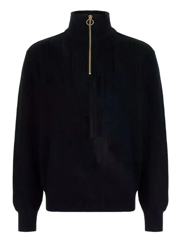 Paul & Shark Ribbed-knit Half-zip Sweater - Blue