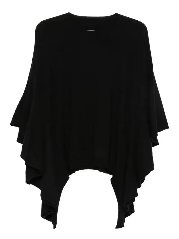 UMA WANG Ruffled Cape-sleeve Jumper - Black