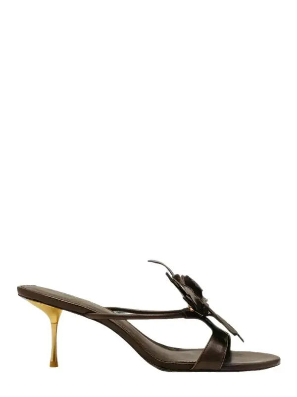 Cult Gaia Valoria Leather Sandals With Detachable Floral Clip - Brown