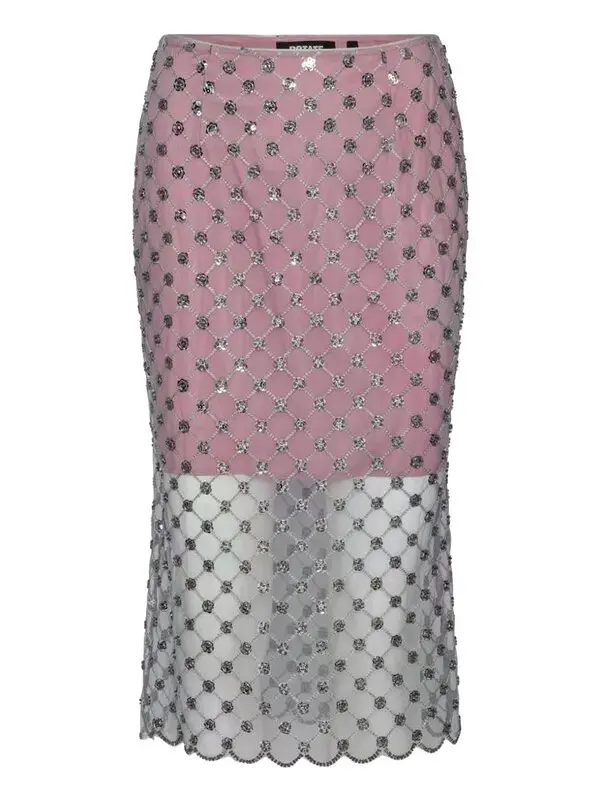 ROTATE BY BIRGER CHRISTENSEN Sequined Floral-mesh Midi Skirt - Pink