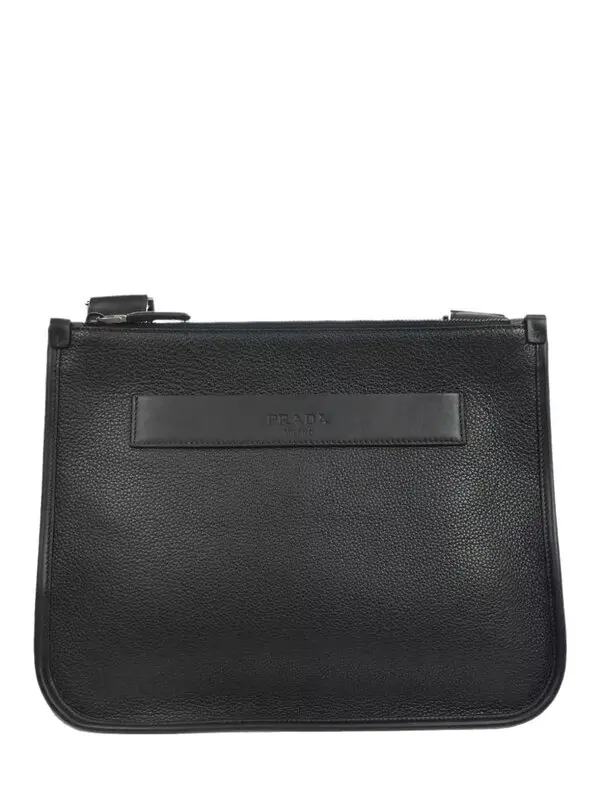 Prada Enamel Triangle Shoulder Bag - Black
