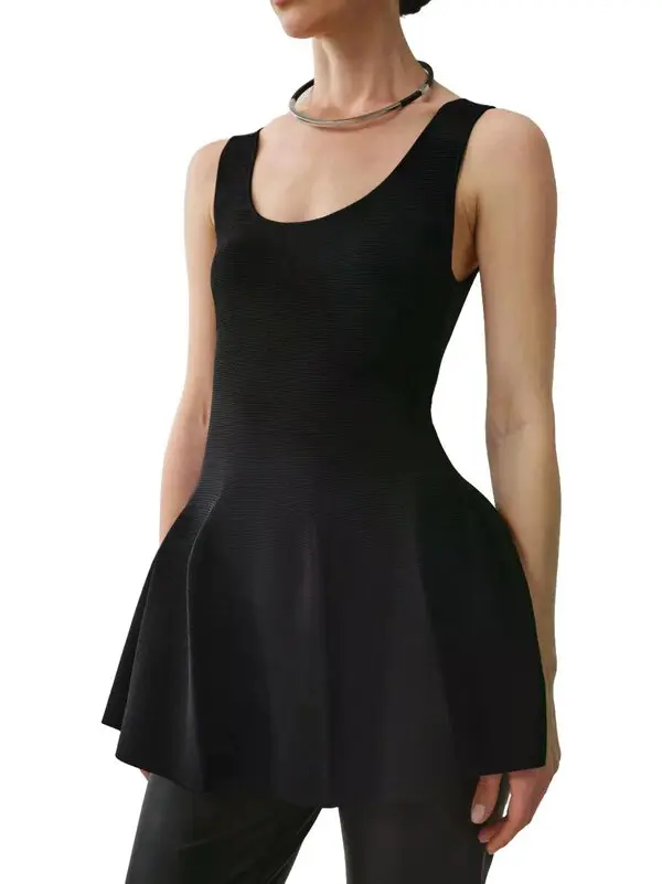 LESS Peplum Knitted Top - Black