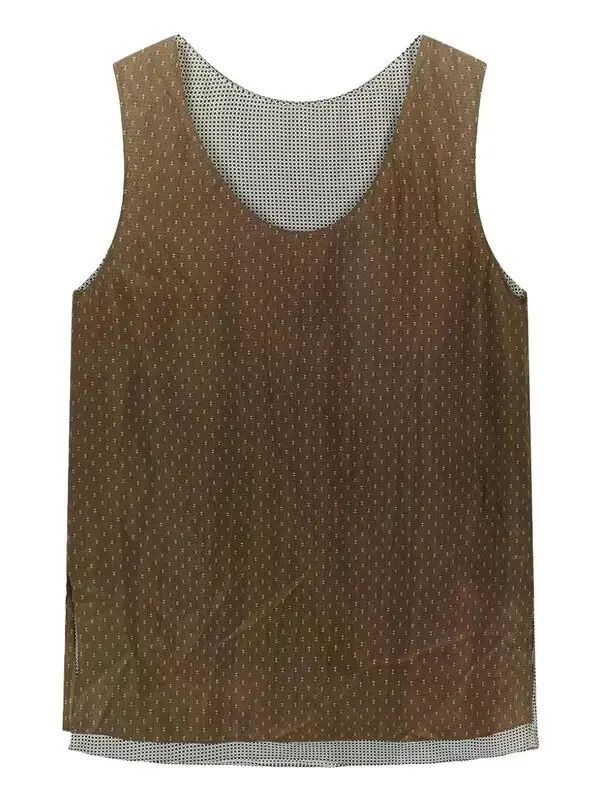 LESS Polka-dot Printed Layered Vest - Brown