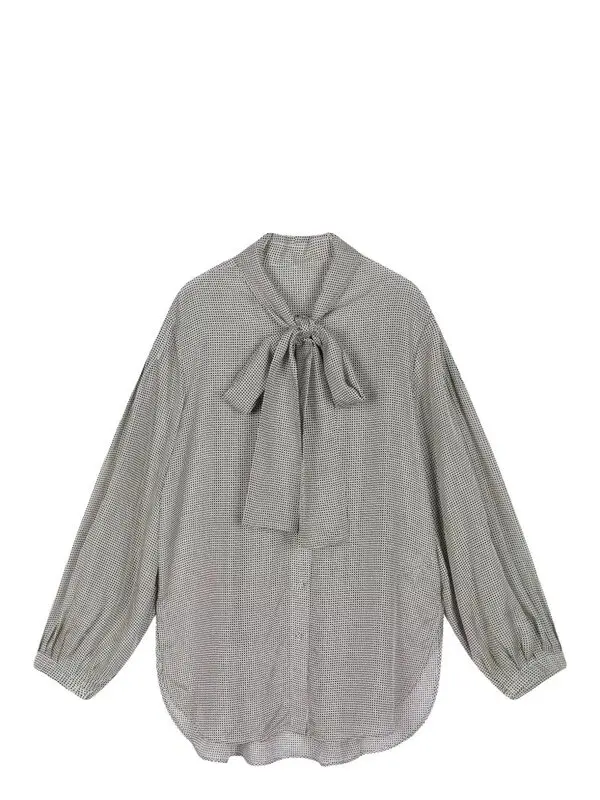 LESS Polka Dot Pussy-bow Shirt - Neutrals