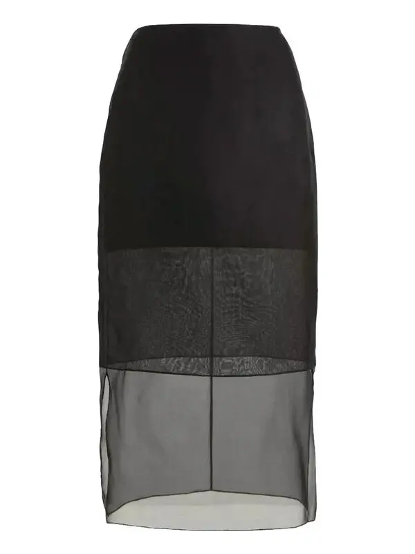 Brandon Maxwell Sheer-panelled Midi Skirt - Black