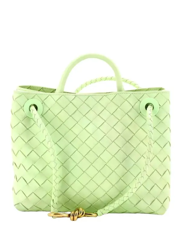 Bottega Veneta Andiamo Top Handle Bag Intrecciato Nappa Small Satchel - Green