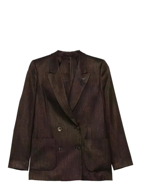 LARDINI Double-breasted Peaked-lapel Blazer - Brown
