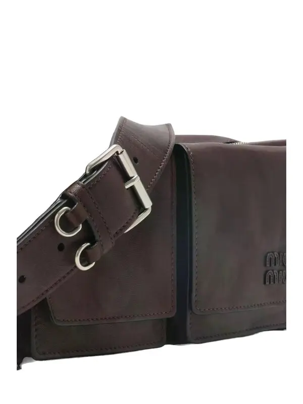 Miu Miu Logo-embossed Shoulder Bag - Brown