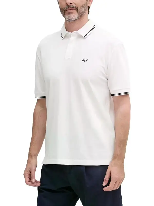 Armani Exchange Logo-embroidered Tipped Polo Shirt - White