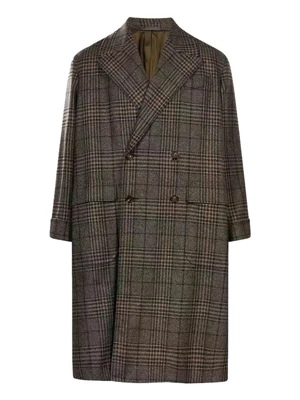 Caruso Rigoletto Check Double-breasted Coat - Green