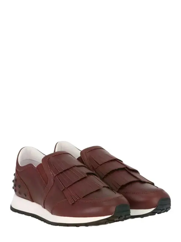TOD'S Fringed Gommino-stud Sneakers - Brown