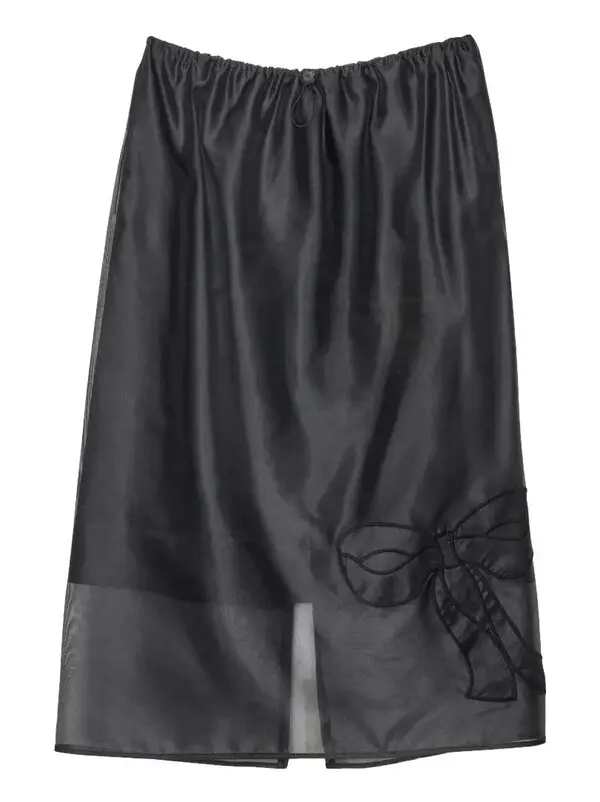 Cecilie Bahnsen Midi Skirt With Bow Embroidery - Black