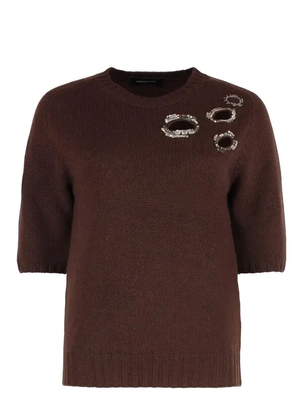 Fabiana Filippi Stone-embellished Crew Neck Sweater - Black