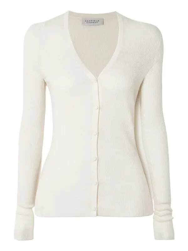 Gabriela Hearst Long-sleeved V-neck Cardigan - White