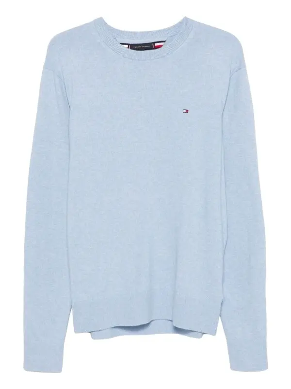 Tommy Hilfiger Crew Neck Knitwear With Embroidered Logo - Blue