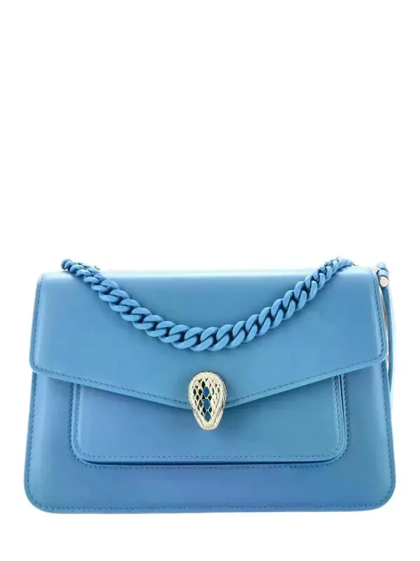 BVLGARI Serpenti Forever Maxi Chain Leather Medium Crossbody Bag - Blue