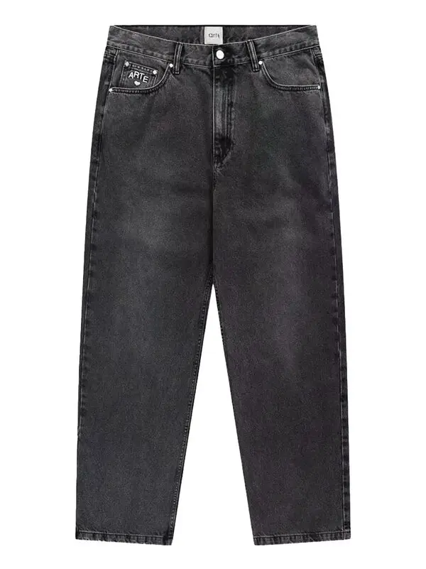 ARTE ANTWERP Faded Effect Logo Patch Jeans - Black