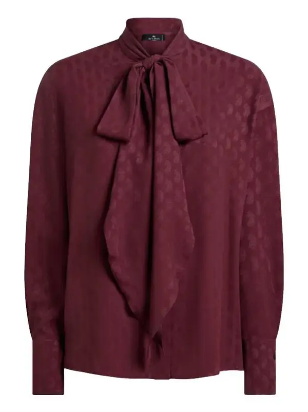 Etro Silk-blend Jacquard Paisley Motif Shirt With Scarf Detail - Red