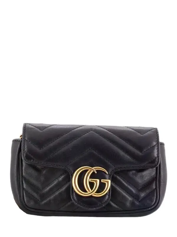 Gucci Gg Marmont Matelassé Leather Super Mini Crossbody Bag - Black