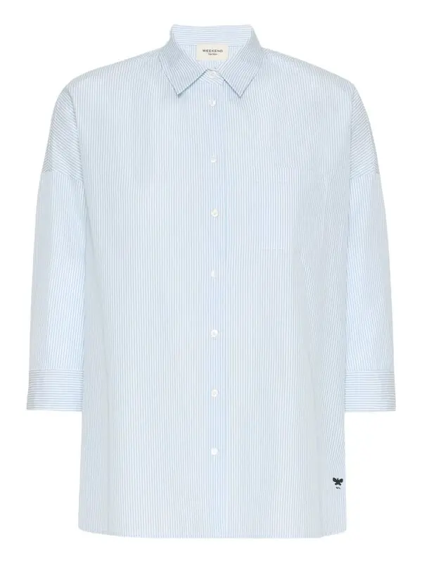 Max Mara Cotton Poplin Shirt - Sky-blue