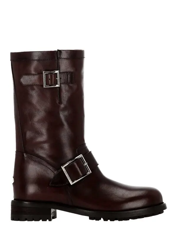 JIMMY CHOO Biker Mid Ankle Boots - Chocolate