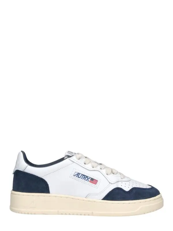 AUTRY Lace-up Round Toe Sneakers With Mesh Detailing - White