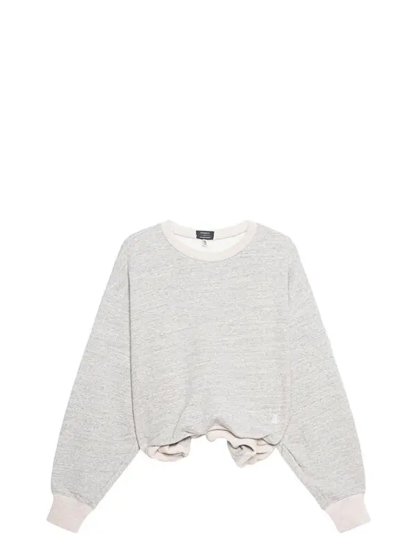 R13 Crewneck Sweatshirt With Back Graphic And Cropped Hem - Grey