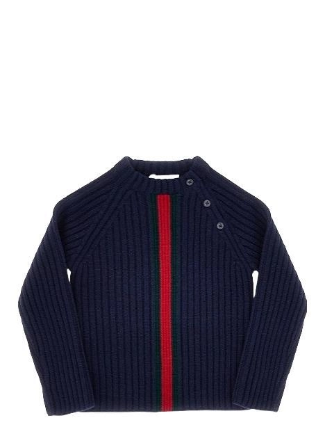 Gucci Web-stripe Ribbed-knit Sweater - Black