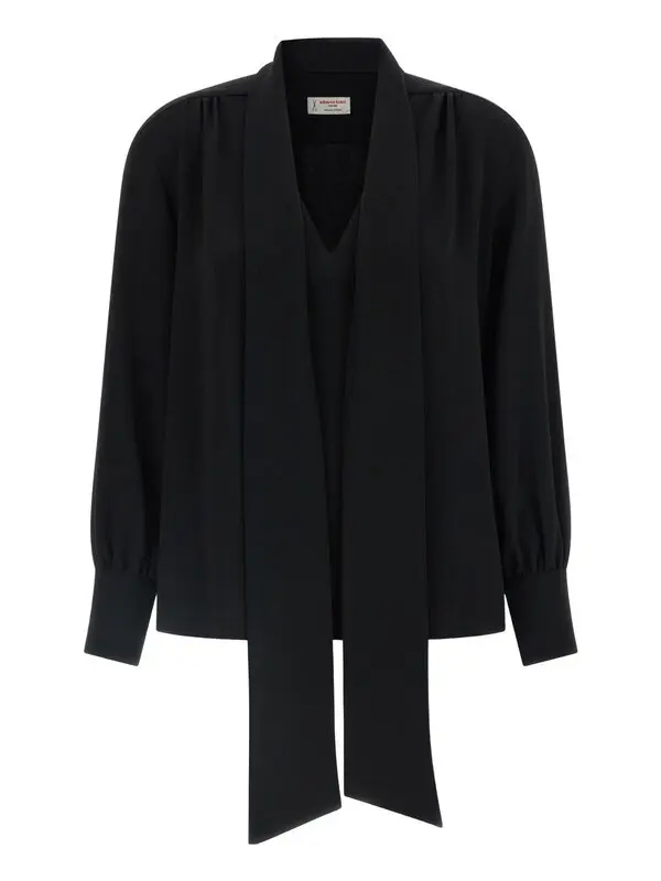 Alberto Biani Lavallière Neck Blouse - Black
