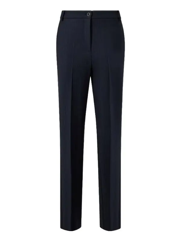 Pinko Slim Ankle Pants With Herringbone Weave - Dark Blue