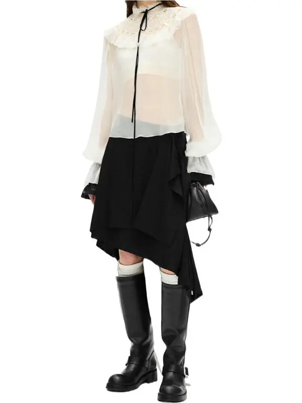 ANN DEMEULEMEESTER Layered Asymmetric Skirt - Black
