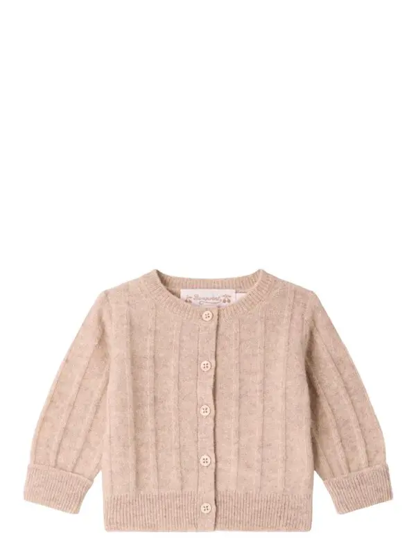 Bonpoint Leander Cable-knit Cardigan - Light Brown