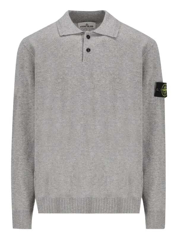 Stone Island Long-sleeved Polo Sweater - Grey