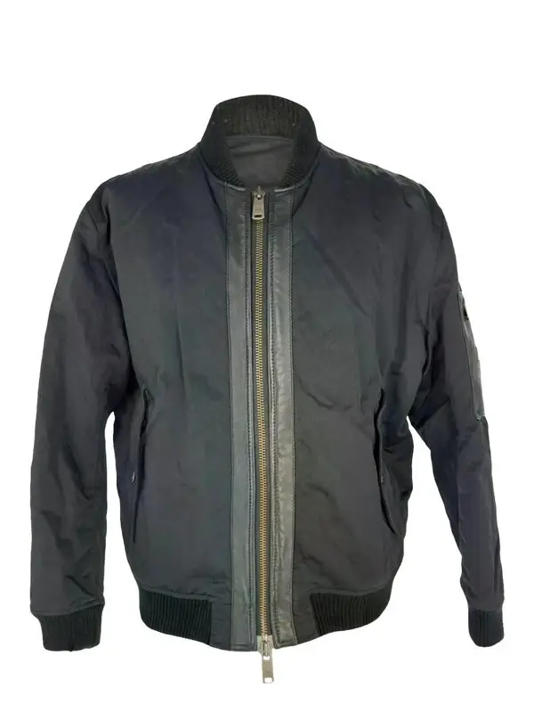 Alexander McQueen Bomber Jacket With Leather Trim - Black