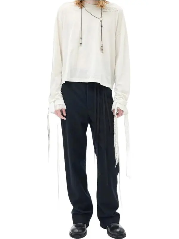 ANN DEMEULEMEESTER Brushed Wool Trousers - Black