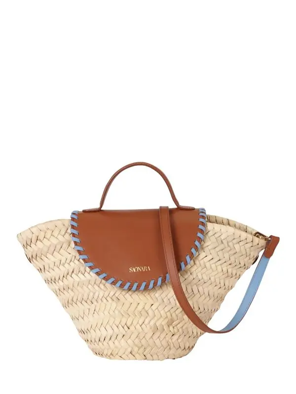 SAONARA BRAND Saonara Woven Raffia And Calf Leather Basket Bag - Brown