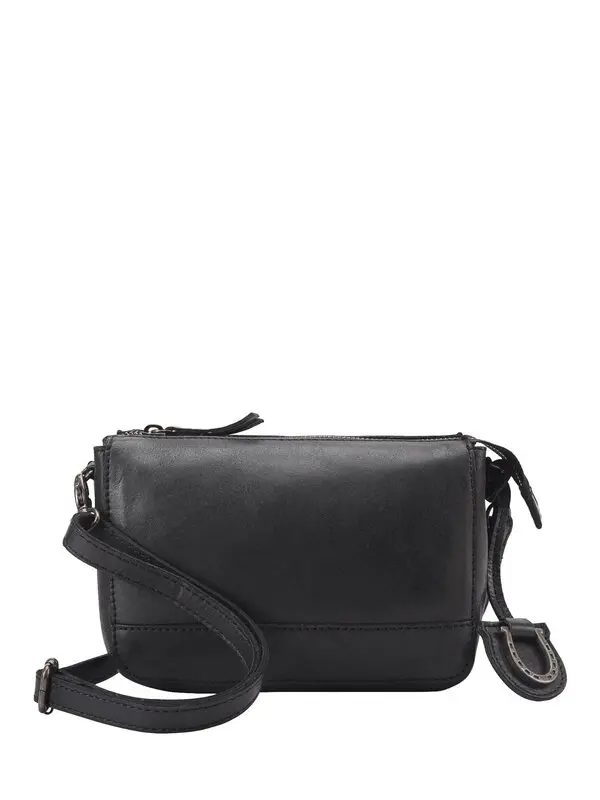 LLOYD BAKER Flora Crossbody Bag In Washed Leather - Black