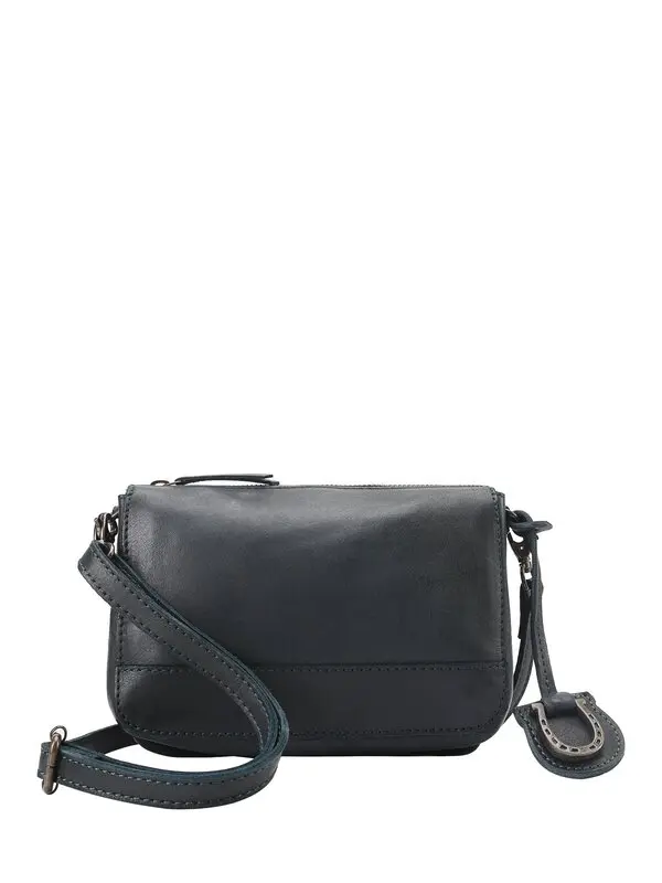 LLOYD BAKER Flora Washed Leather Crossbody Bag With Horseshoe Charm - Green