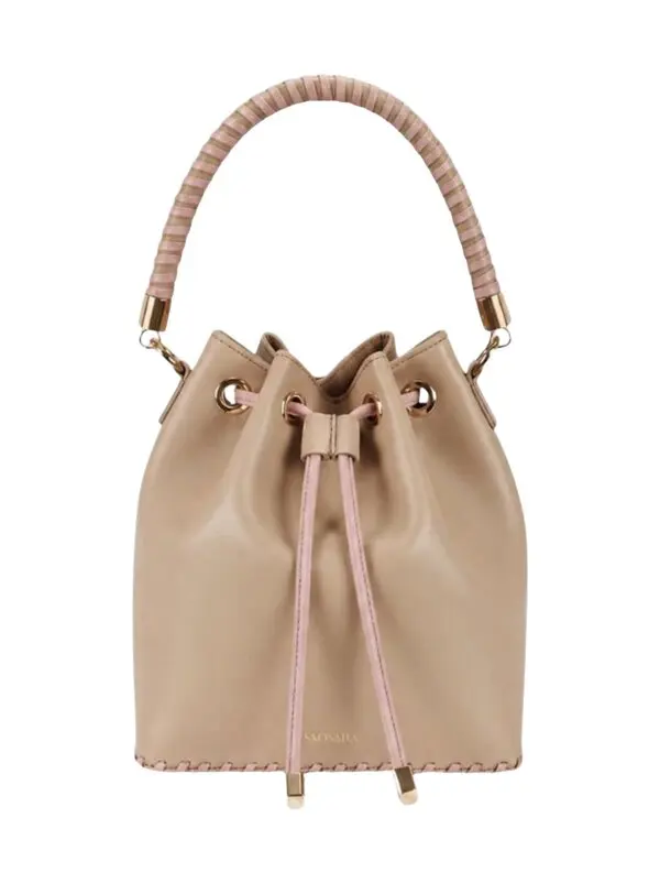 SAONARA BRAND Saonara Neutrals Bucket Bag Taupe Peony Leather - Black