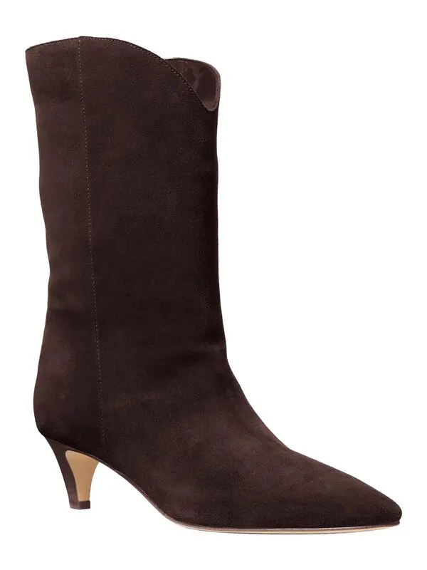 Michael Kors Daniela Suede Pointed Toe Kitten Heel Boots - Brown
