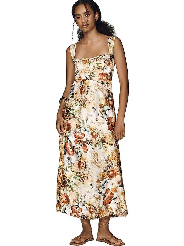 Maeve Jocelyn Midi Slip Dress Burcu Korkmazyurek By - Neutral Pattern