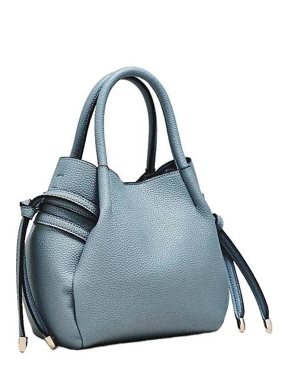 Maeve Faux-leather Tulip Satchel - Dark Blue